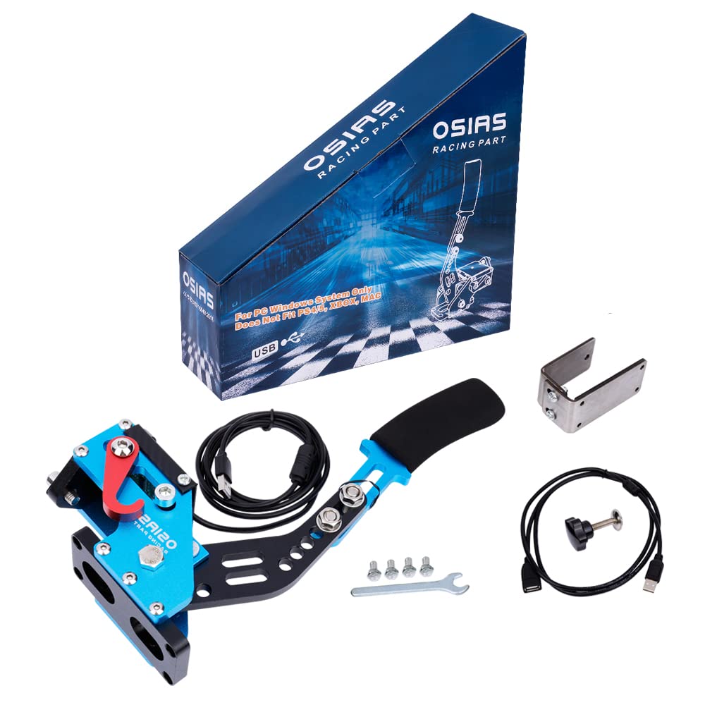 OSIAS USB handbrake,64Bit PC USB Handbrake SIM for Racing Games T500 G25/G27/G29 FANATECOSW Dirt Rally Simulation Performance handbrake (blue With Cla
