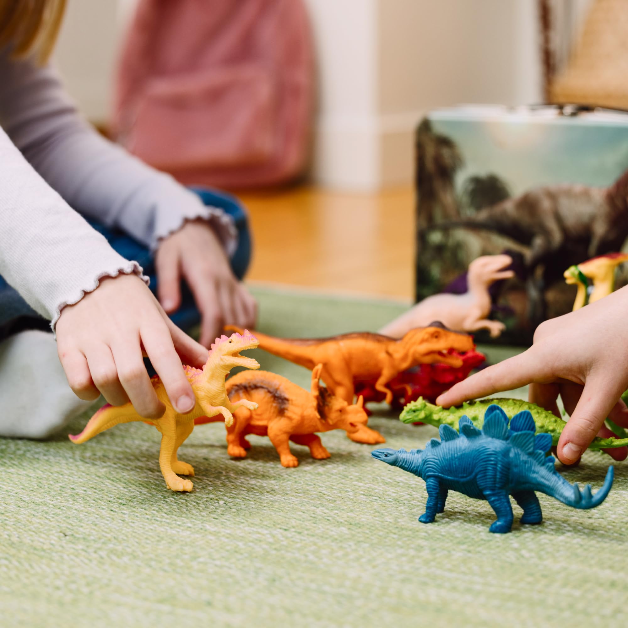 PLAYVIBE Dinosaur Toys for Kids 3-5 β 12 Realistic Small Dinosaur Figures with Storage Box, 5-7 Years Old β Toddler Boy Dino Toys