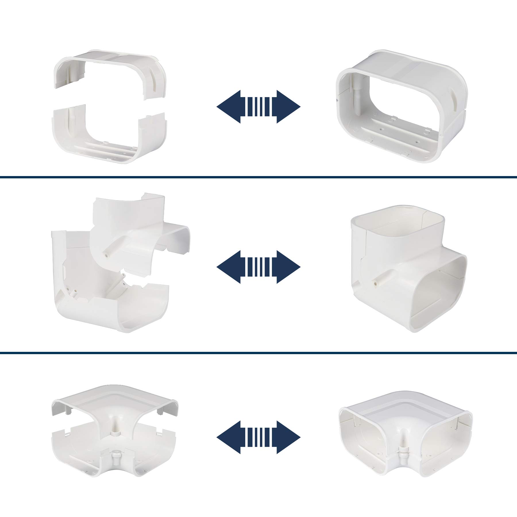 Pearwow 3" W 15Ft L Mini Split Line Set Cover Kit, Decorative PVC Tubing Cover for Ductless Mini Split AC,Heat Pumps Systems,Air Conditioner Lineset Cover,Mini Split Accessories