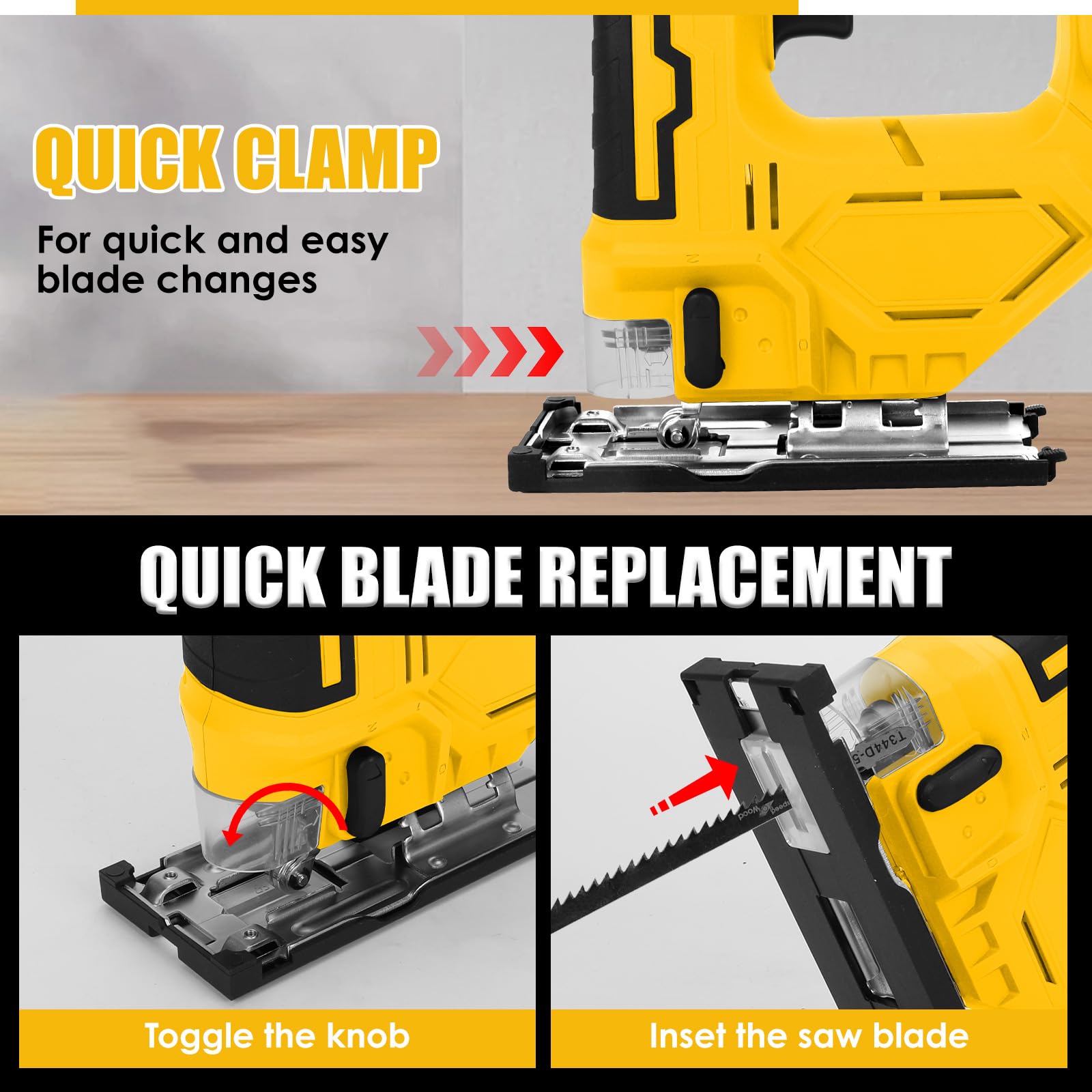 Cordless Jig Saw Compatible with Dewalt 20V Battery,Brushless Motor with 6pcs Blades, Variable Speed, Bevel Angle (0°-45°),with 3 Position Orbital Setting for Straight/Curve/Circle/Cutts (No Battery)