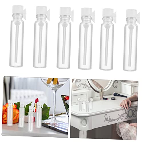 Beavorty 50pcs 1ml Perfume Bottle Clear Container Clear Container with Lid Travel Spray Bottle Empty Cosmetic Containers Bulk Clear Sample Tubes with Caps Sample Containers Travel Bottle