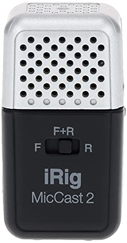 IK Multimedia iRig Mic Cast 2 Mini Vocal Microphone with Front, Rear, Omni Recording, for Podcast, Video, Streaming and More - Compatible with iPhone, iPad, Android and All Popular apps