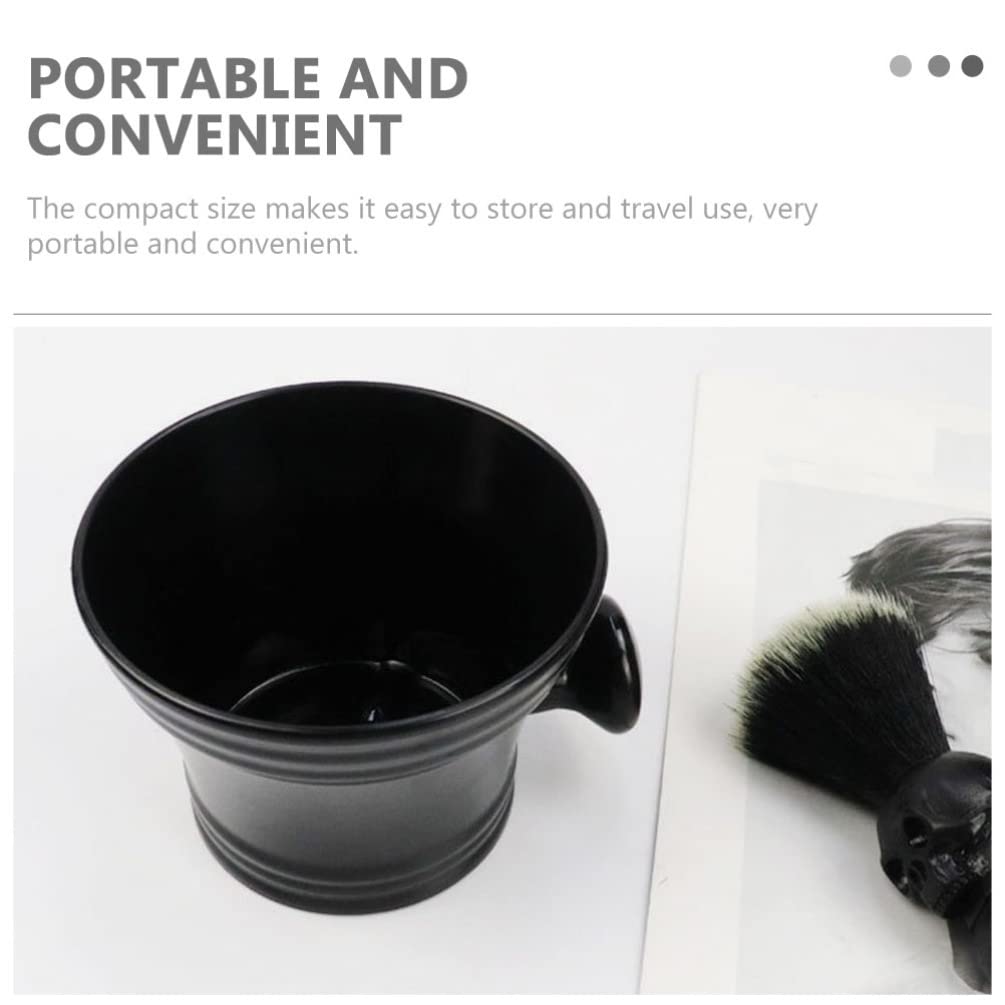 Beavorty Ceramic Shaving Bowl with Handle Wide Mouth Large Capacity Shaving Soap Pottery Cup for Men Portable Pottery Shaving Cream Mug
