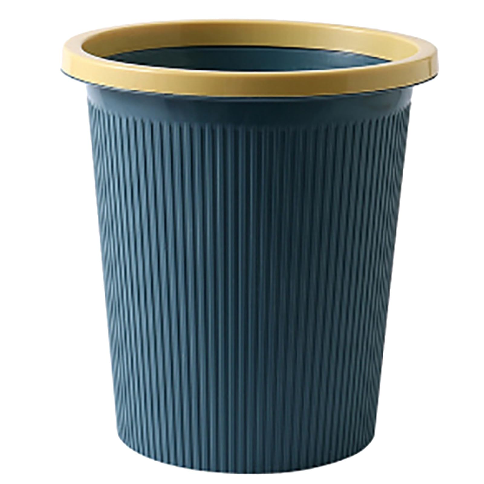 CHEOTIME Small Trash Can Cylindrical Trash Can Plastic Wastebasket Can Hold Trash Bags Suitable for Bathroom Bedroom Kitchen Home Office(Small Dark Blue)