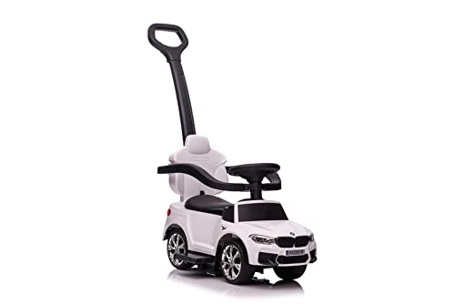 Best Ride On Cars BMW 4 in 1 Battery Powered Push Car, White, Large