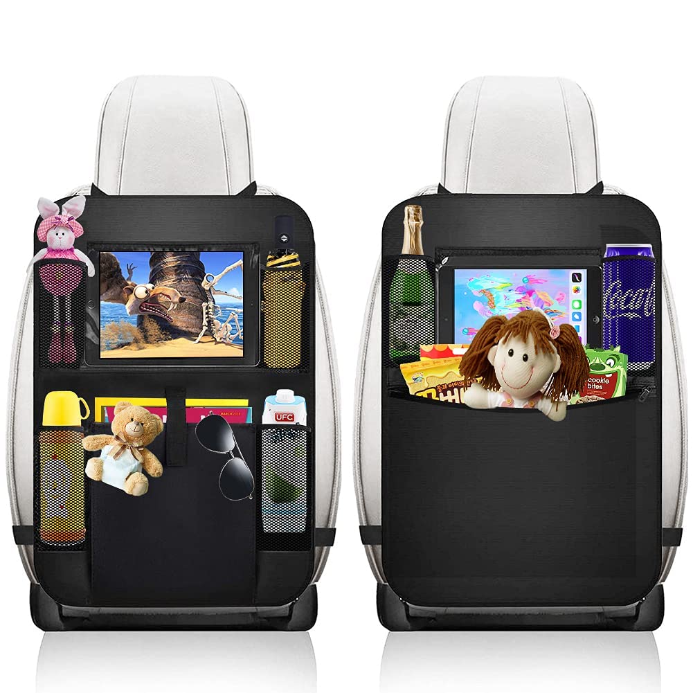 EUBSWA Backseat Anti Kick Mat for Kids 2 Pack with Storage Pockets, Car Travel Accessories,Backseat Car Organizer Kick Mats Backseat Organizers Auto Back Seat Protector