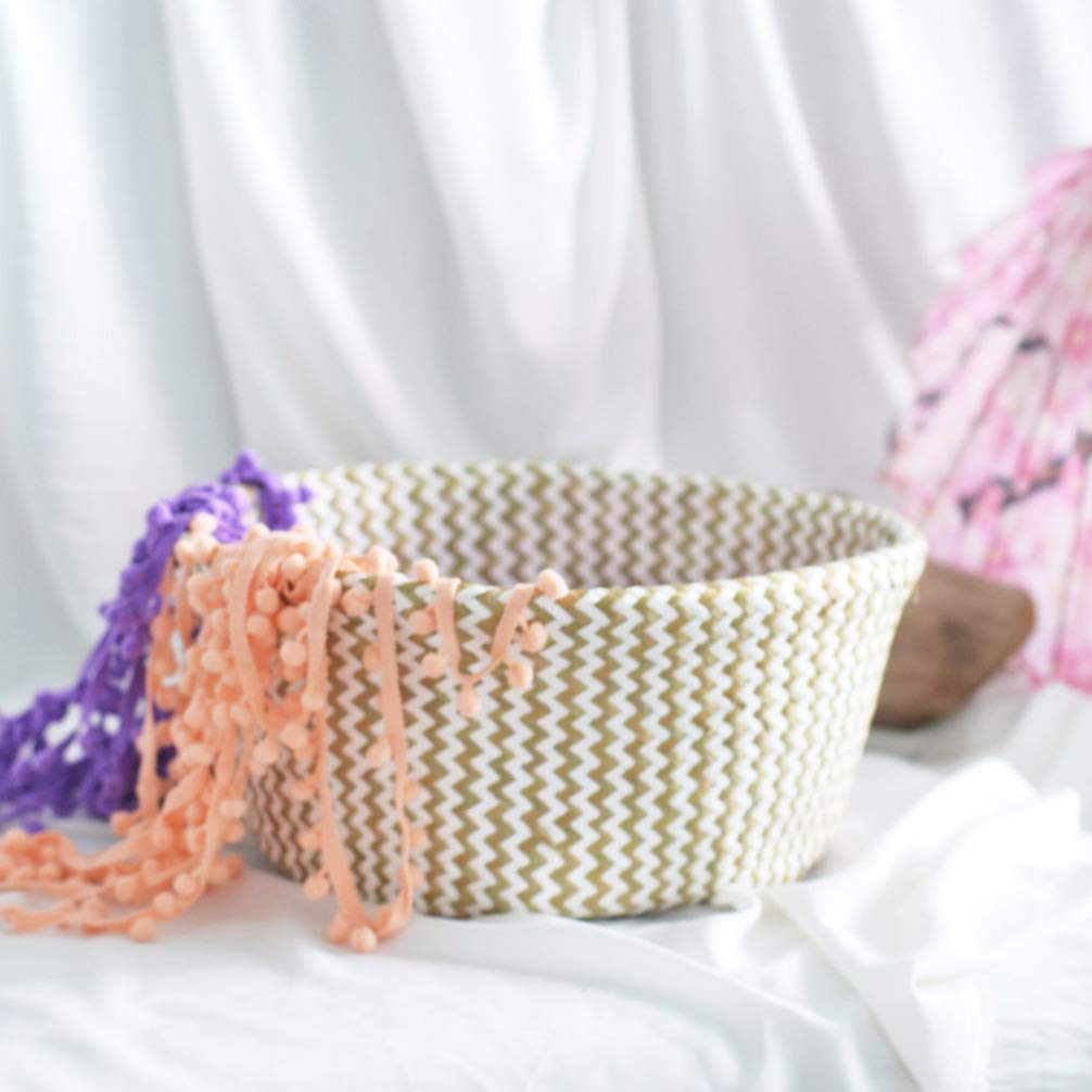 NUOBESTY Natural Round Seagrass Belly Basket with Handles for Storage Nursery Laundry Picnic Plant Pot Cover and Grocery and Toy Storage