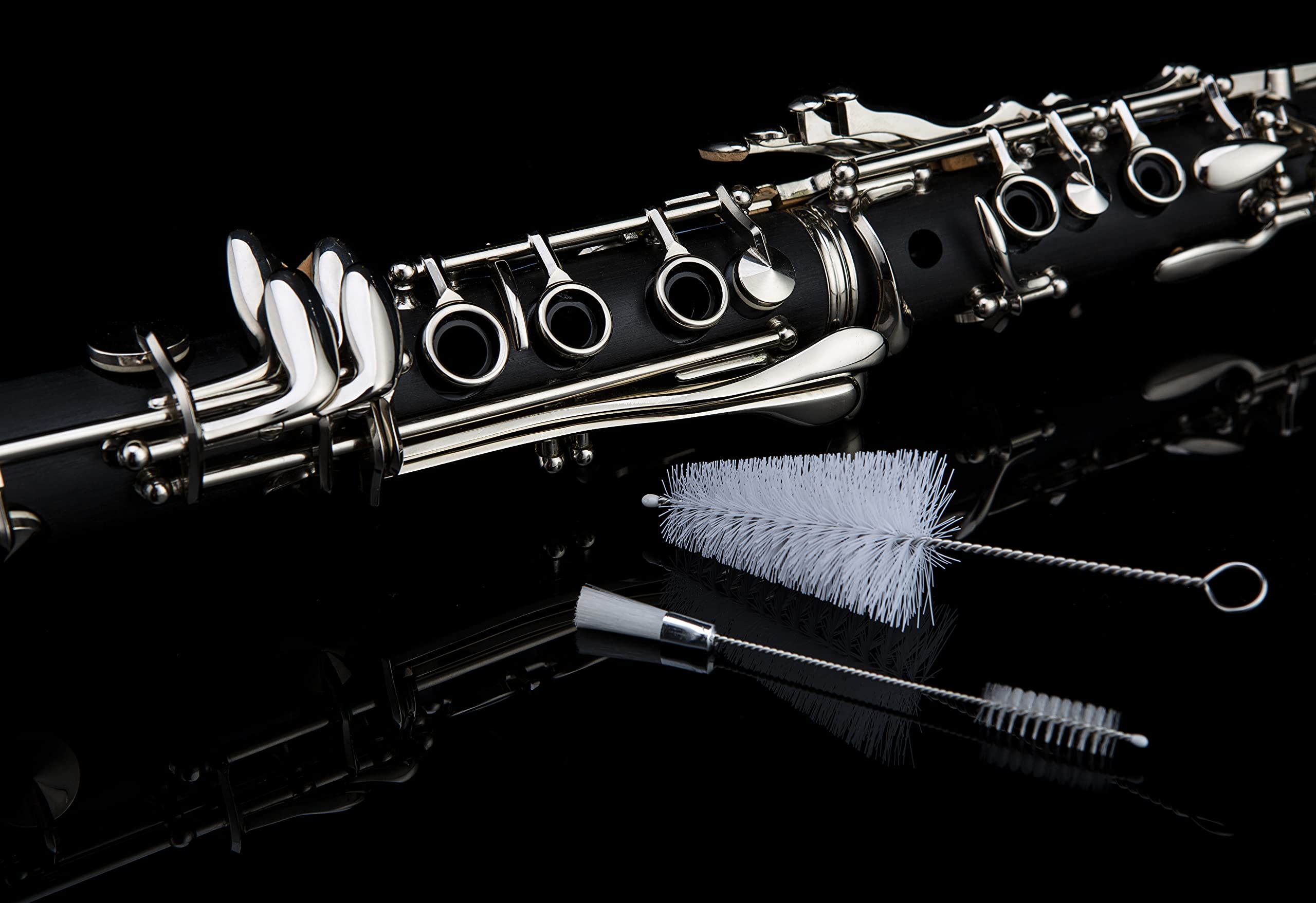 Glory GLY-PBK Professional Ebonite Bb Clarinet with 10 Reeds, Stand, Hard Case, Cleaning Cloth, Cork Grease, Mouthpiece Brush and Pad Brush, Black