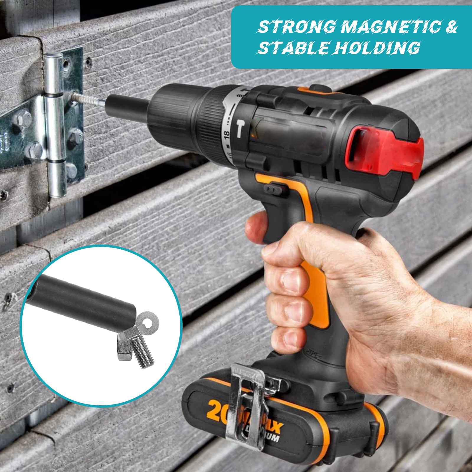V2ine 10 Pcs Impact Driver Bit Adapter Set,5 PCS Strong Magnetic Screwdriver Bit Holder 2.4 Inch Extension + 6Inch Magnetic Screwdriver Bit Holder Extension + 3Pcs Socket Adapter Set With Tough Case