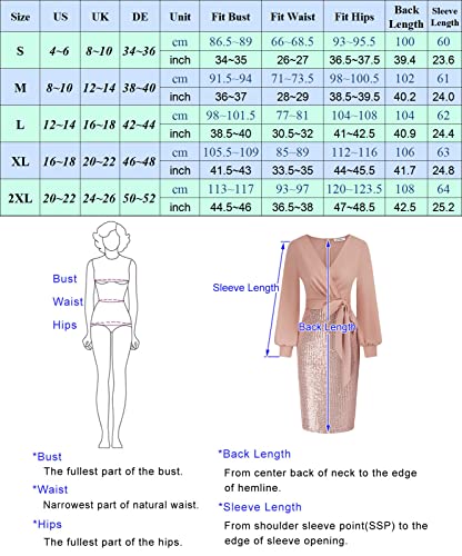 GRACE KARIN Sequin Wedding Guest Dresses for Women Wear to Party Bodycon with Belt Pink XXL