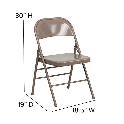 Flash Furniture 2 Pack HERCULES Series Triple Braced & Double Hinged Beige Metal Folding Chair