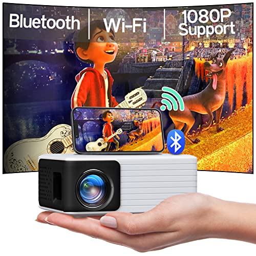 Mini Projector with WiFi Bluetooth, Portable Projector Full HD 1080P Support, YOTON Video Projector for Home Theater, Compatible with PC/Tablet/Fire Stick/iOS and Android Phone Projector
