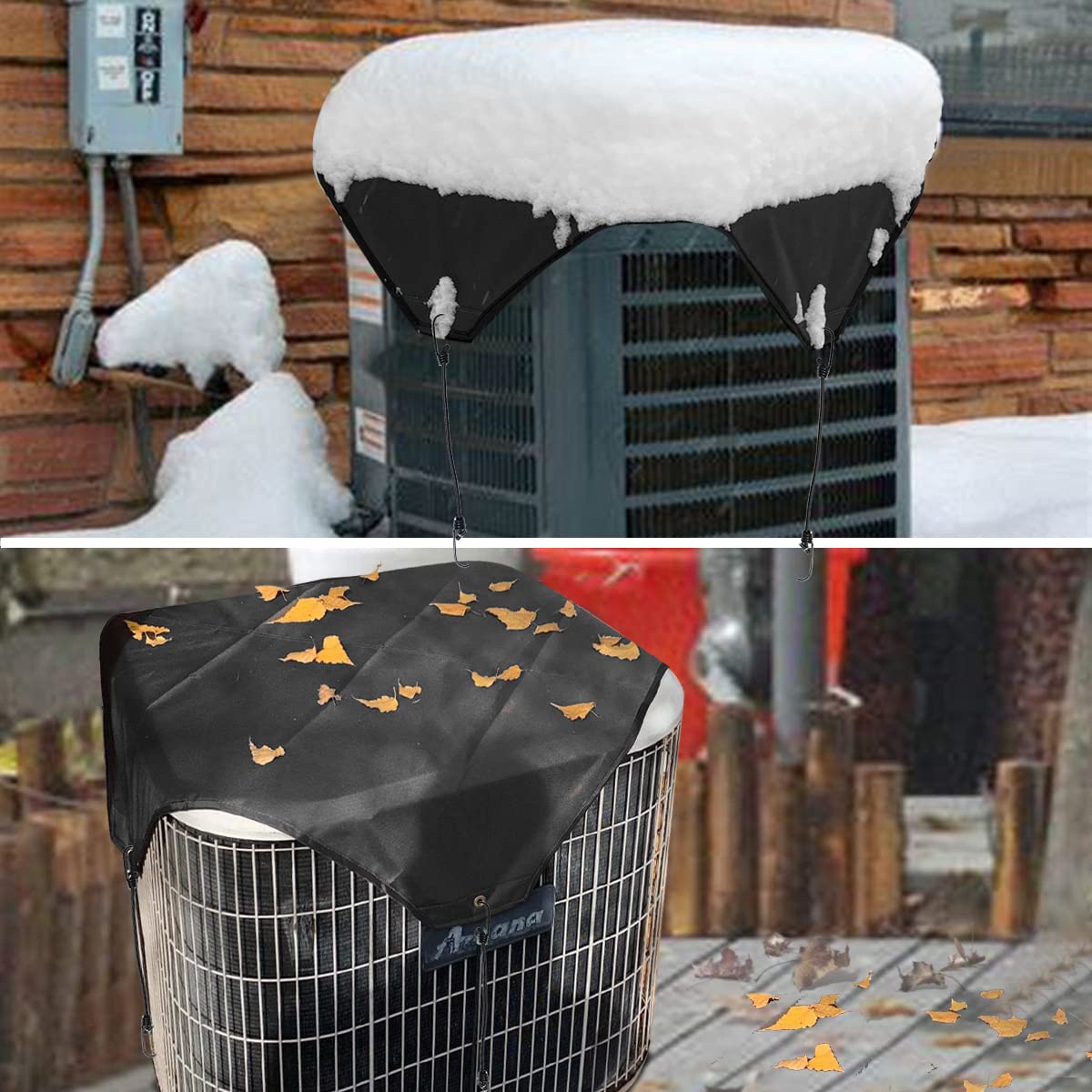 Zomia Air Conditioner Covers for Outside Units, AC Cover for Outdoor Central Unit Top Heavy Duty Water-Resistant Fits Up to 32 x 32 Inch, Black