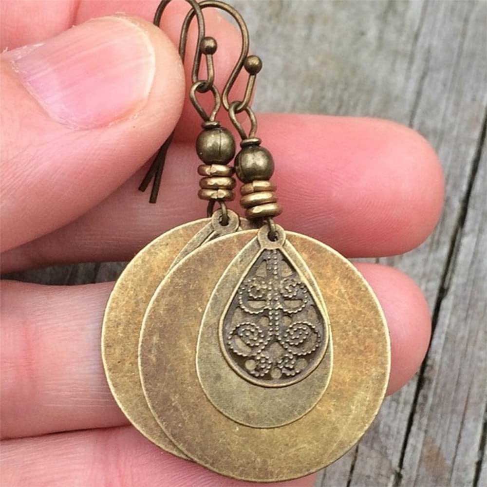 Bohemian - Brass Dangle Earrings - Ethnic Jewelry