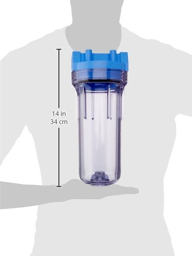Pentair Pentek 150072 Traditional Standard Filter Housing, 3/4" NPT #10 Clear Water Filter Housing with Mounting Bracket Cap, 10-Inch, Blue/Clear