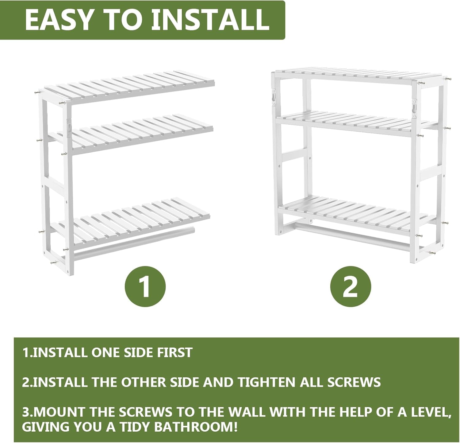 Galood Bathroom Organizers and Storage Towel Racks for Bathroom,3-Tier Wall Shelf Over Toilet Storage Multifunctional Adjustable Towel Holder Floating Shelves (White)