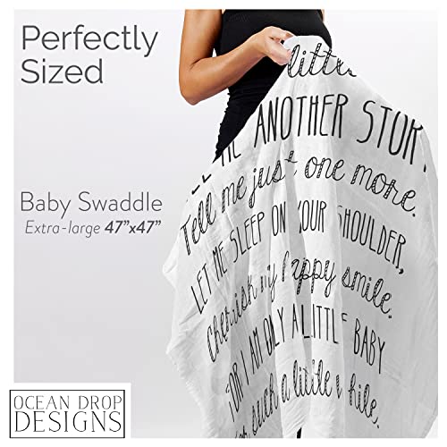 Ocean Drop 100% Cotton Muslin Swaddle Baby Blanket β Hold Me Black Quote with Gift Box for Baptism, Christening Gift, Godson, Goddaughter, Neutral, Baby Shower β Super Soft, Breathable Large 47x47β