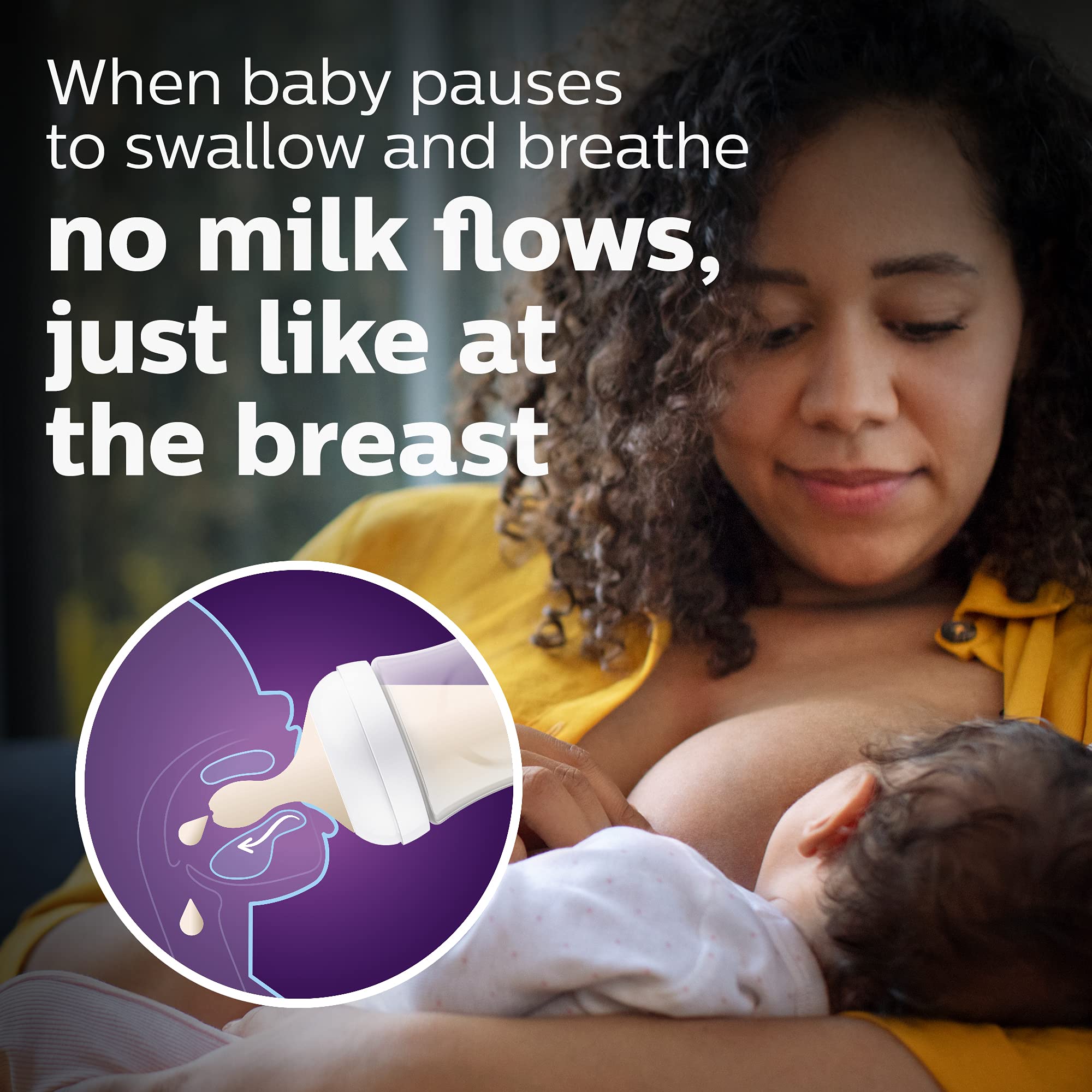 Philips AVENT Natural Response Baby Bottle Nipples Flow 3, 1M+,SCY963/04 , 4 Count (Pack of 1)