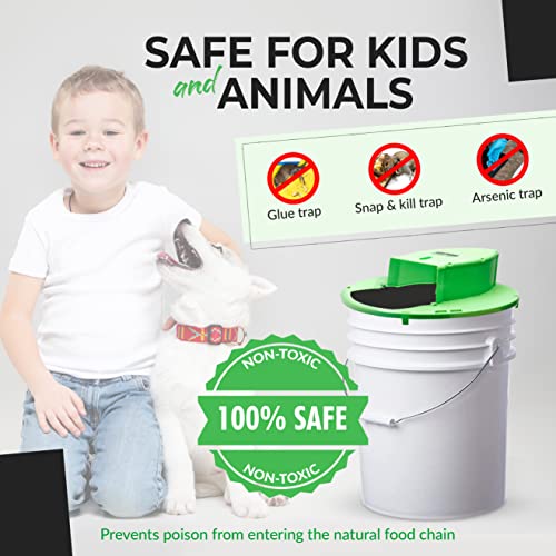 Bucket Lid Mouse Trap - Flip and Slide Humane Mouse Trap with Auto Reset Lid - Fits 5 Gallon Bucket - Multiple Catch Indoor/Outdoor Mousetraps - Reusable Smart Rodent Catcher for Mice & Small Rats