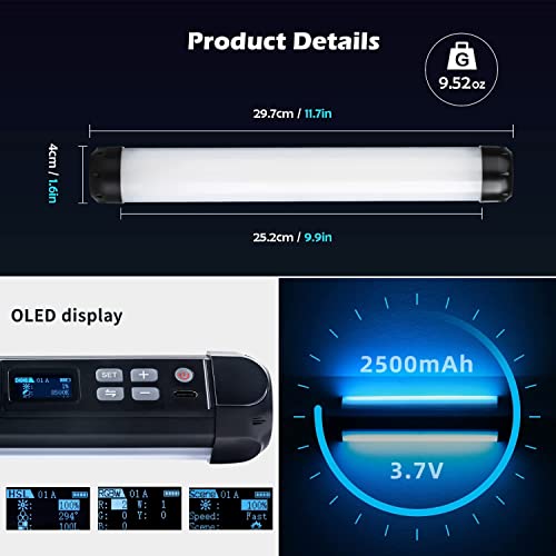 Handheld Light Wand, K21 RGB Light Stick Tube, APP Control 2500K-8500K LED Light Stick Wand for Night Light Painting Photography Video Tiktok Vlog YouTube