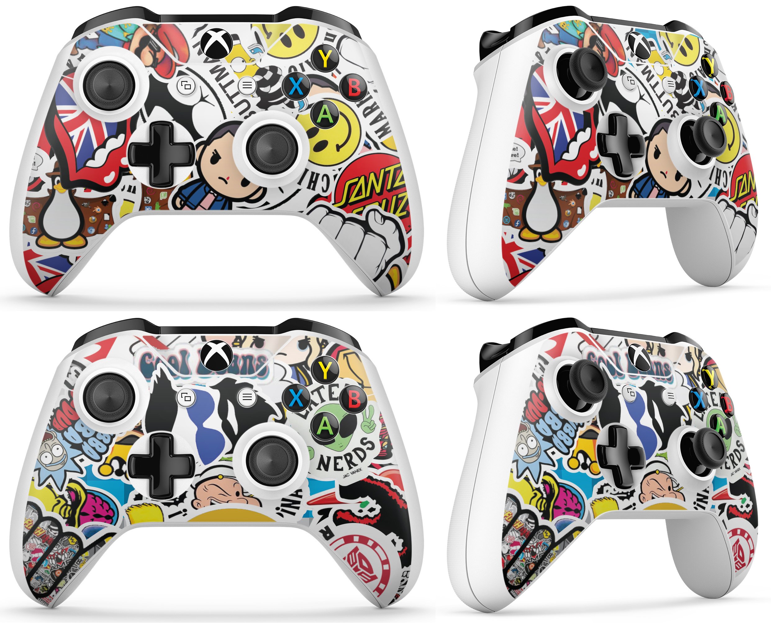 GNG Stickerbomb Skin Decal Sticker Compatible with Xbox One S Console + 2 Controller Skins