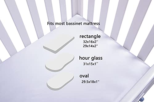 Satin Bassinet Sheet Set 2 Pack Ultra Soft Silk Fit for Rectangle, Hourglass, Oval Bassinet Mattress Protect for Baby Hair and Skin Cradle or Bassinet Sheets, Pink & White