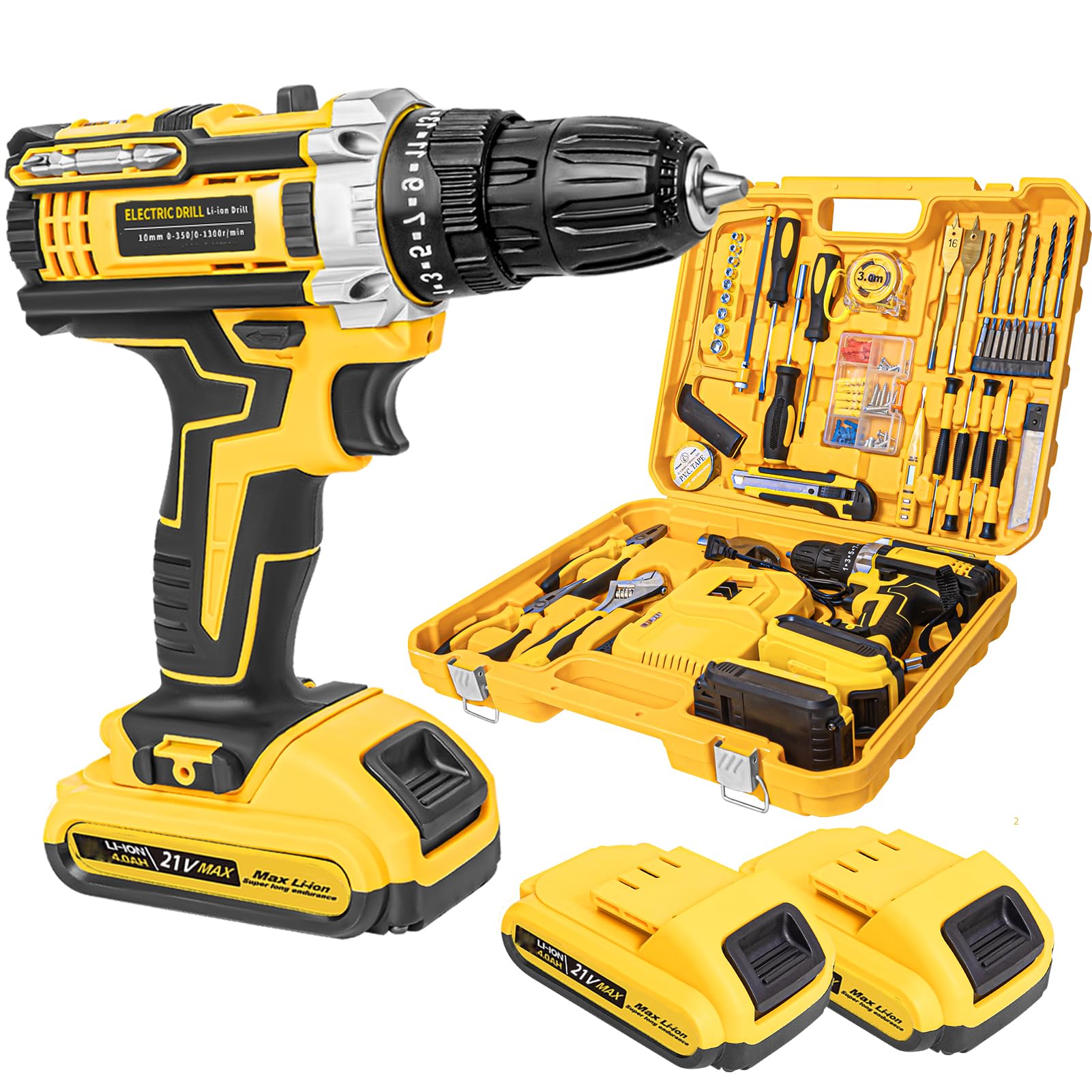 YOSOFT Home Tool Set with Power Drill,119 PCS Cordless Drill Tool Set,25+1 Adjustable Clutch & 3/8 Inch Keyless Chuck Power Drill Driver Set for Men and Women,Repair Toolbox Tools for Home