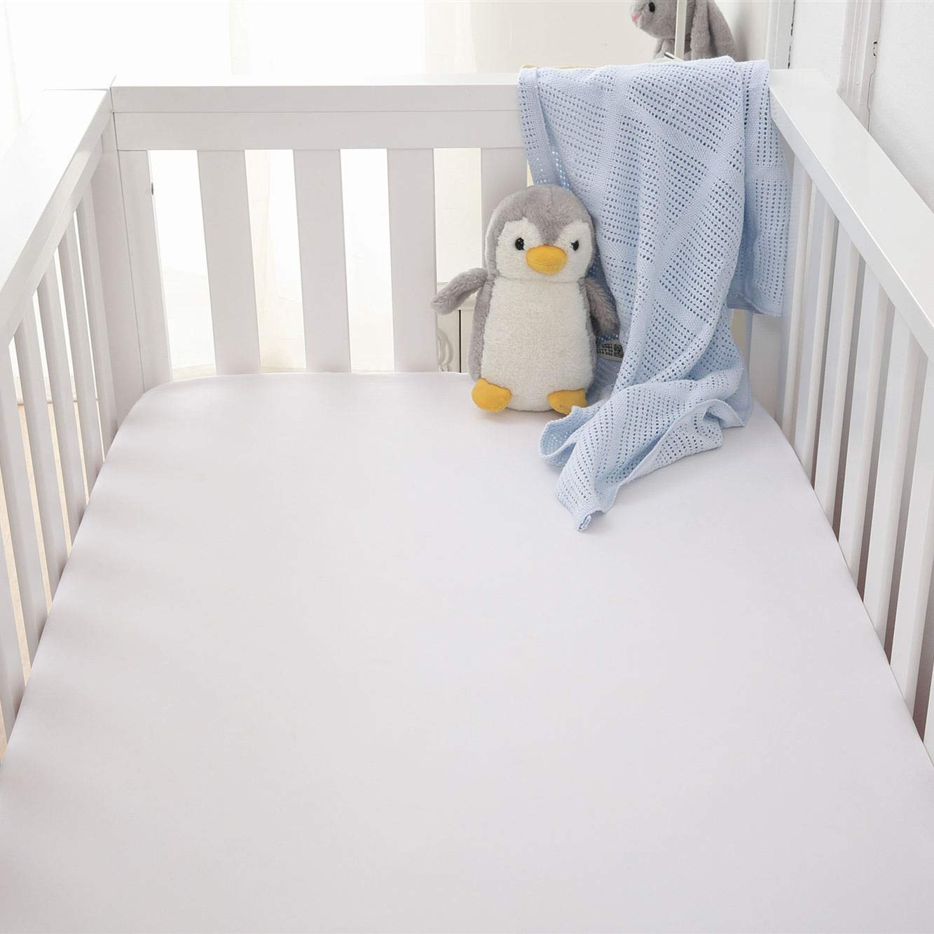 Belsden 3 Pack Microfiber Durable Crib Sheets Fitted, Silky Soft Smooth Breathable Baby Sheets Set for Boys Girls, 28''x 52'' Fits Standard Crib and Toddler Mattresses, White + Gray + Lt Gray