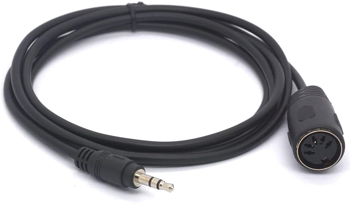PIIHUSW 3.5mm 5 Pin Din MIDI Cable, 5-Pin DIN Plug Female to 3.5 (1/8in) TRS Stereo Male Jack Converter Cable for MIDI Keyboard IK Multimedia (1.5 Meter)