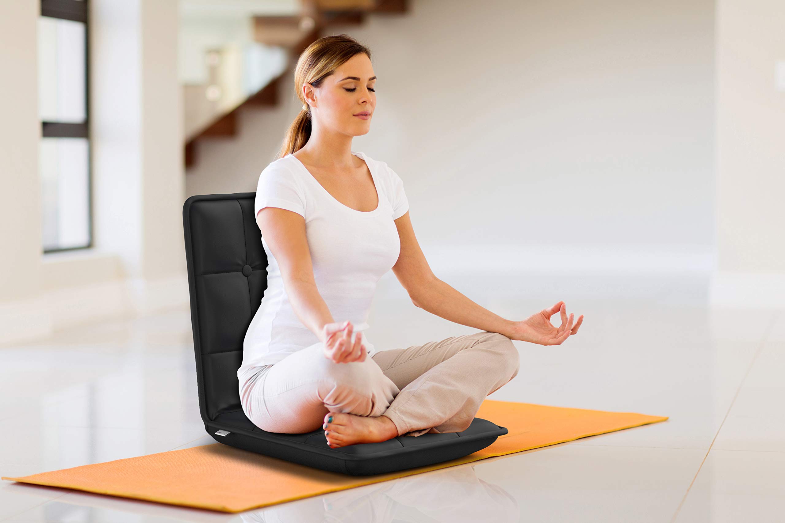 bonVIVO Floor Chair with Back Support - Multi-Angle, Portable Floor Seating for Adults, Kids, Sports Events, Gaming, Reading and Meditation w/Adjustable Backrest - Easy Smart Style
