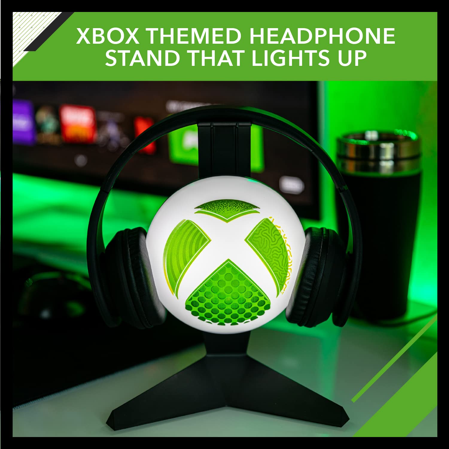 Paladone Xbox Headset Stand Light - Officially Licensed Ear Phone Holder for Gaming Set Up, Gift for Gamer, USB Powered