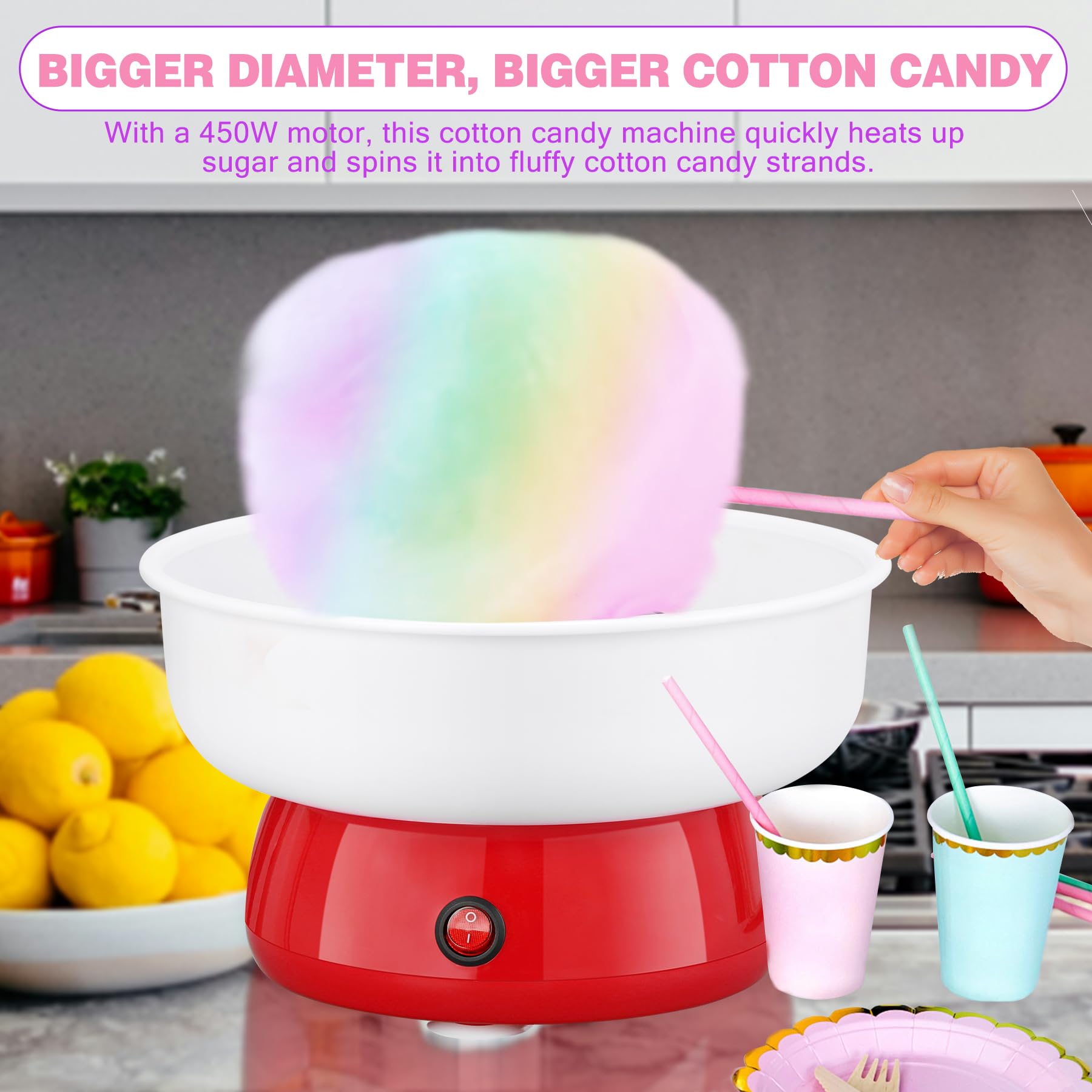 Cotton Candy Machine for Kids,Homemade Portable Cotton Candy Maker for Birthday, DIY, Party Gatherings,Christmas Halloween Gift