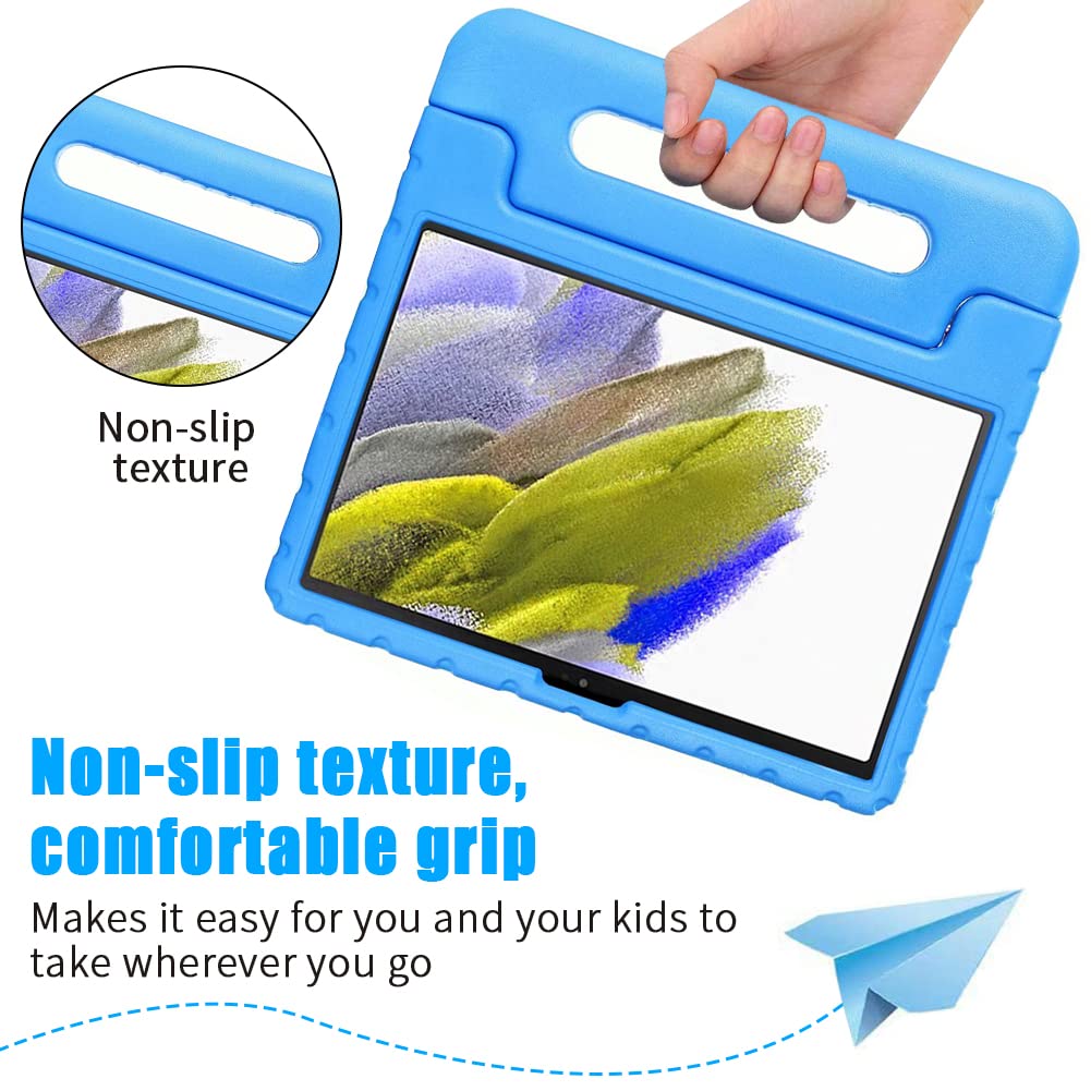 BOWOSEN Kids Case for Samsung Galaxy tab a8 10.5 Inch, Heavy Duty Shockproof Rugged Case with Handle Holder, Samsung Galaxy tab a8 10.5 Tablet Case 2022 (x200/205/207). Blue