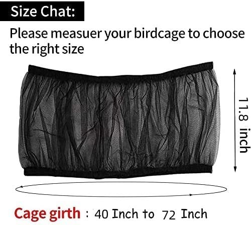 Bird Cage Seed Catcher,Seed Catcher Guard Net Cover,Parrot Nylon Mesh Net Cover,Prevent Scatter and Mess, Soft Airy Cage Net Stretchy Skirt for Round Square Cages(Circumference 40 inch to 72 inch)