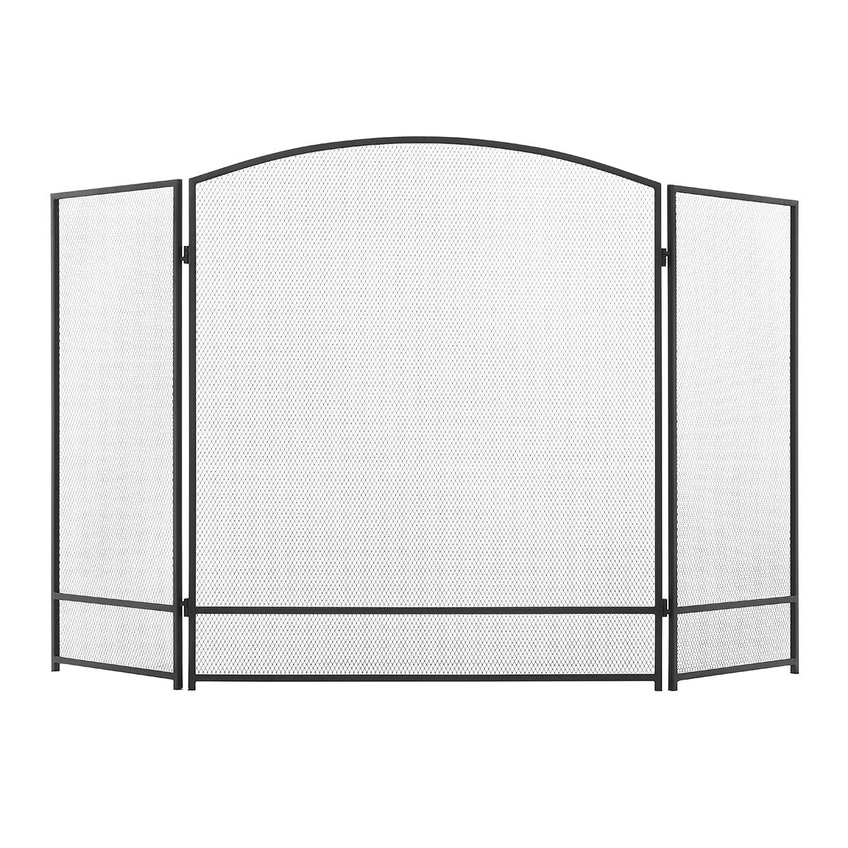 Barton 40x30 Fireplace Screen Black Mesh 3 Panel Fire Door Freestanding Cover Decorative Spark Guard Gate Grate