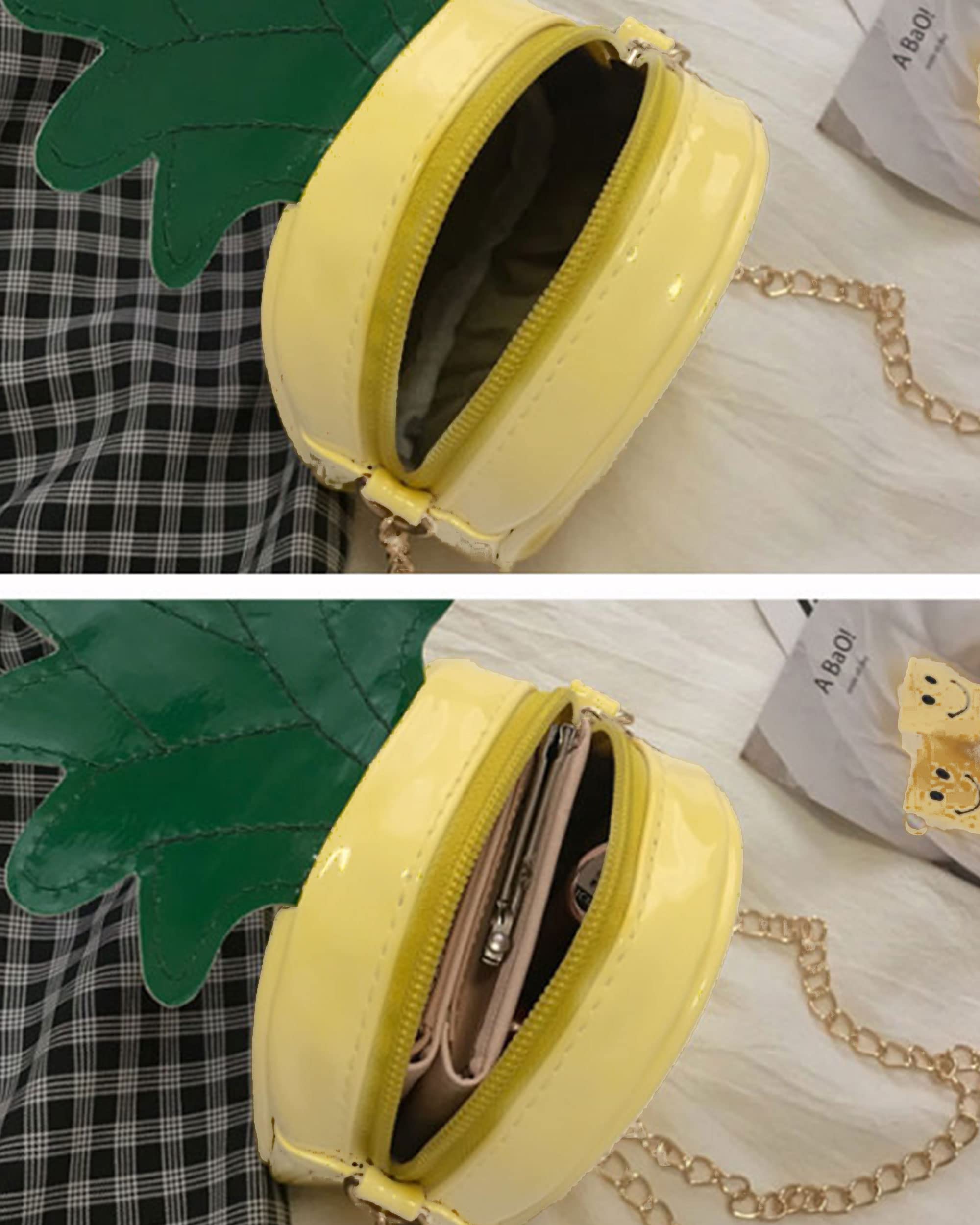 Goclothod Women Pineapple Shoulder Bag Mini Crossbody Bag Chain Purse