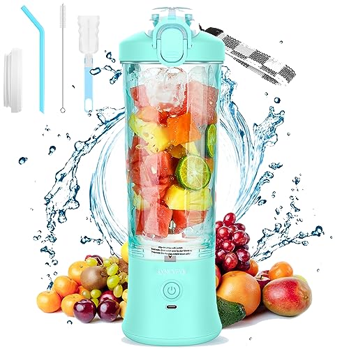 AXNCVFVR Portable Blender 20oz,with Travel Lid Corded BPA-Free,usb Rechargeable Personal Size High Speed Pulse Mode Mixing Juicer,for Shakes and Nut, Juice, Vegetables Baby Food