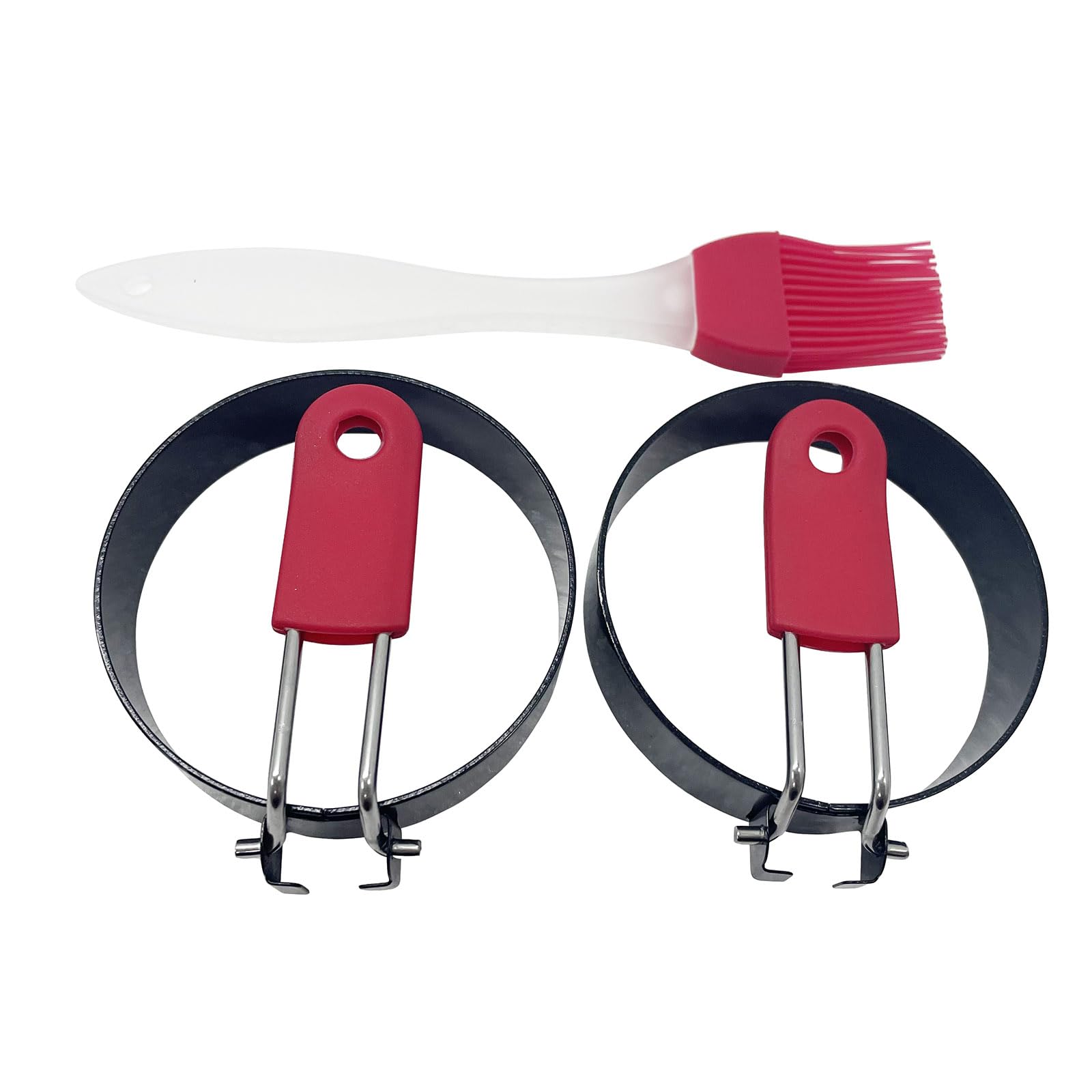BEILOCKERY 2PCS Egg Rings, 3β Stainless Steel Round Mold for English Muffins, Nonstick Pancake Mold with Oil Brush for Frying Eggs and Omelet