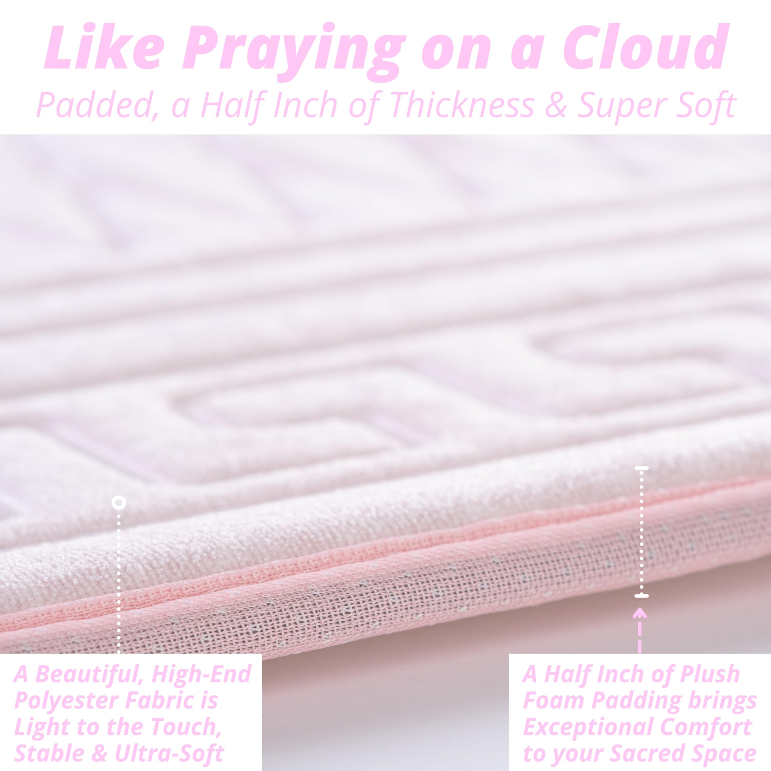 Sacred Artisans Prayer Mat, Powder Pink, Padded with Thick, Soft, Luxury Foam - Prayer Rug, Muslim Prayer Rug, Islamic Prayer Rug, Prayer Matt - Travel & Gift Ready for Ramadan & Eid