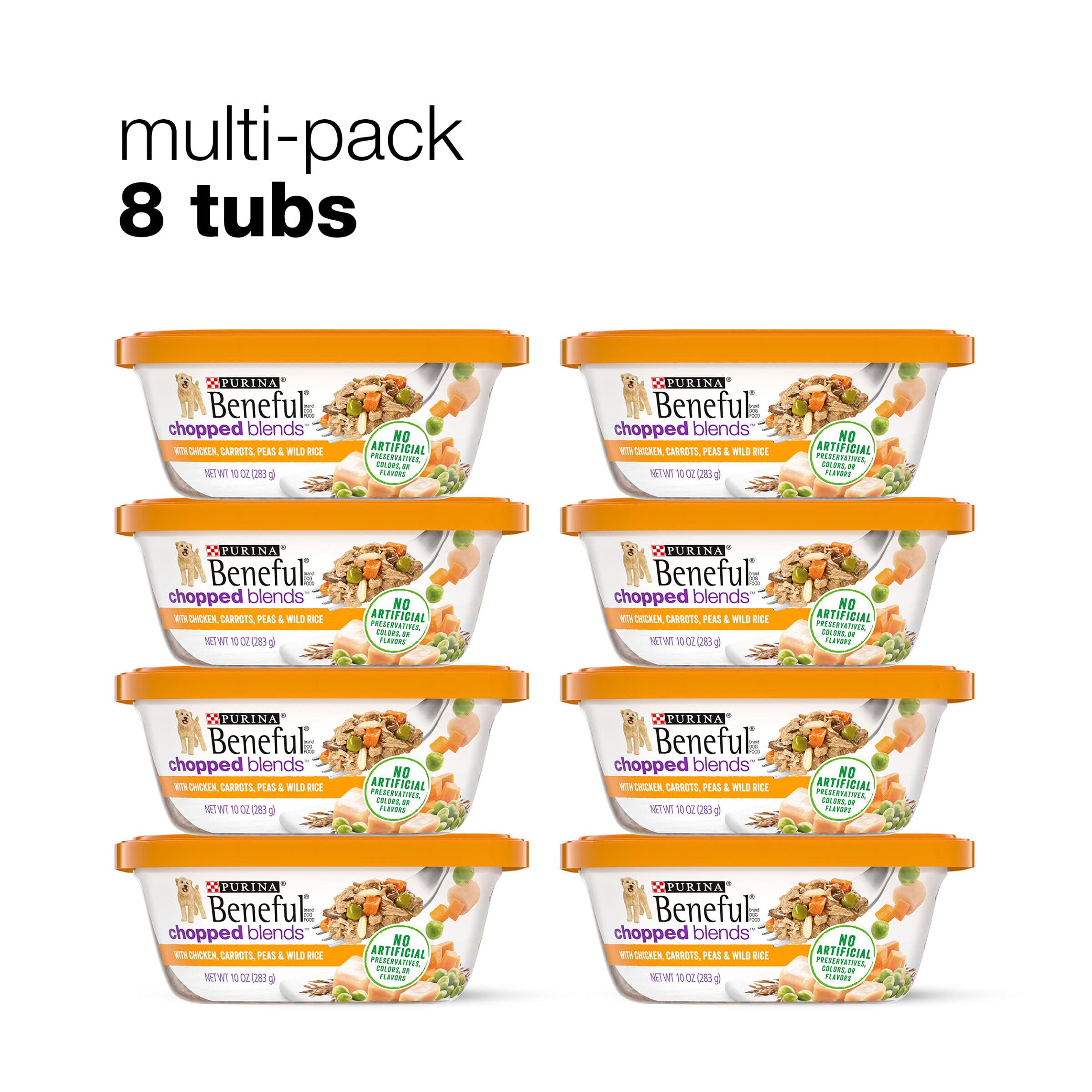 Purina Beneful Wet Dog Food, Chopped Blends With Chicken - 10 oz. Tubs (Pack of 8)