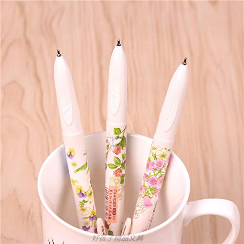 Shulaner Multi Colored Ballpoint Pens 0.5mm 4 Color Ink in One Ballpoint Pen Pure and Fresh Flower Pens Pack of 12