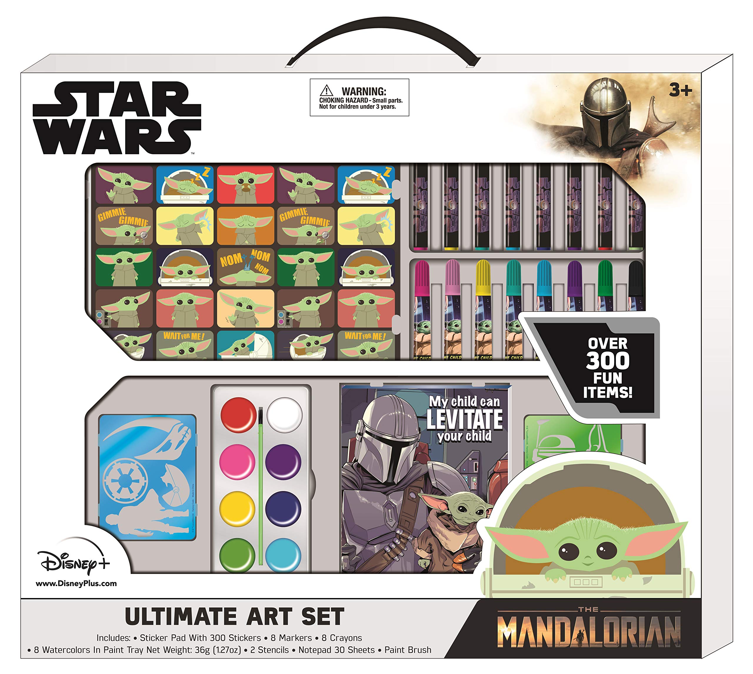 Innovative Designs Star Wars Mandalorian Baby Yoda Mega Art Set for Kids with Stickers for Painting + Coloring