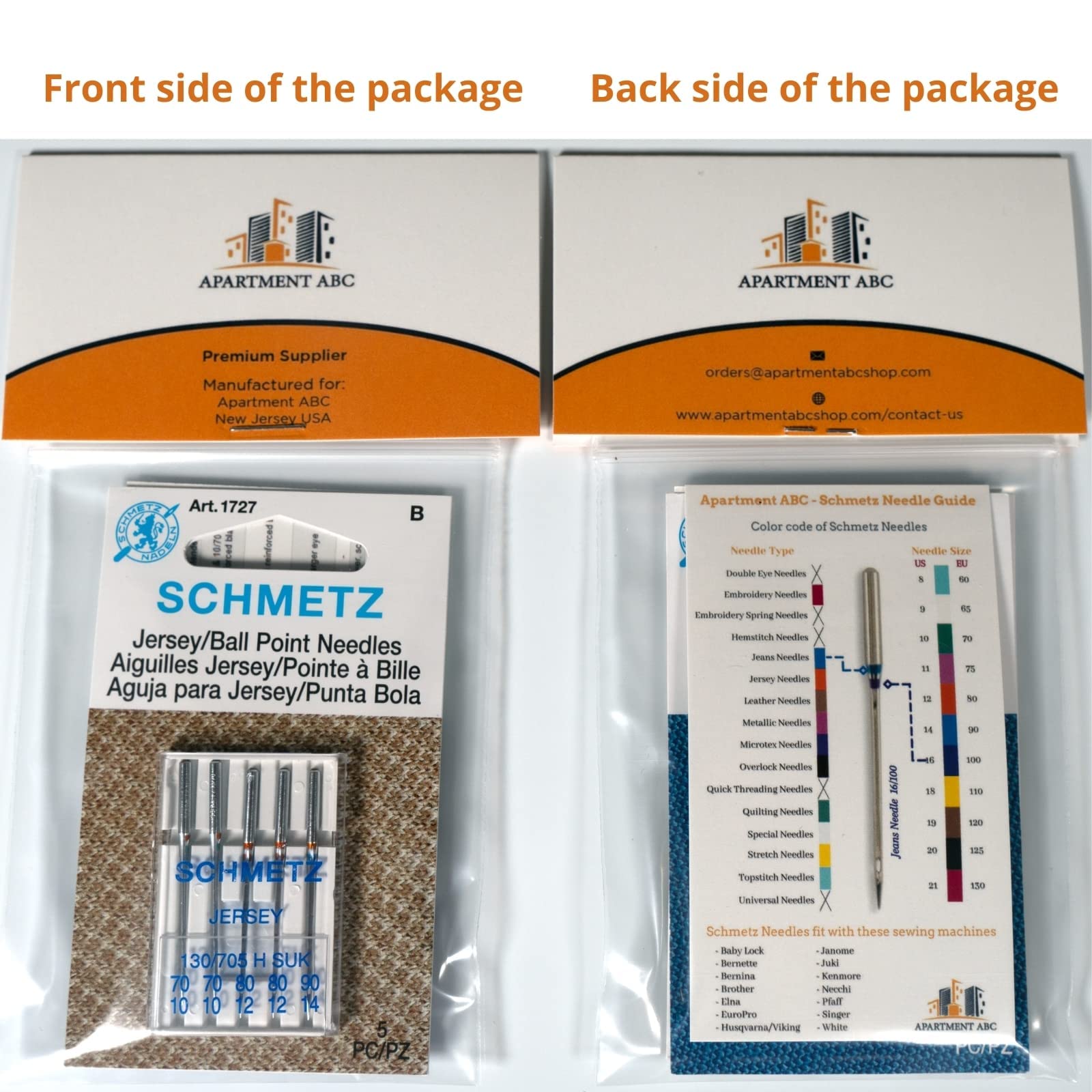 Ball Point and Universal Sewing Machine Needles Combo Pack, (Assorted Size), Fits Brother, Baby Lock, Bernina, Necchi, Juki, Janome, Kenmore, Pfaff, Singer Sewing Machines by Apartment ABC