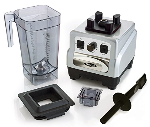 Omega OM6560S Blender Powerful 3 Peak HP Features Easy to Use Toggle Controls Plus Dial Speed Control with 10 Variable Speeds Includes Pulse and Stainless Steel Blade, Silver