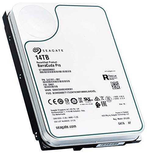 Seagate Barracuda Pro 14TB Internal Hard Drive Performance HDD β 3.5 Inch SATA 6 Gb/s 7200 RPM 256MB Cache for Computer Desktop PC (ST14000DM001) (Renewed)