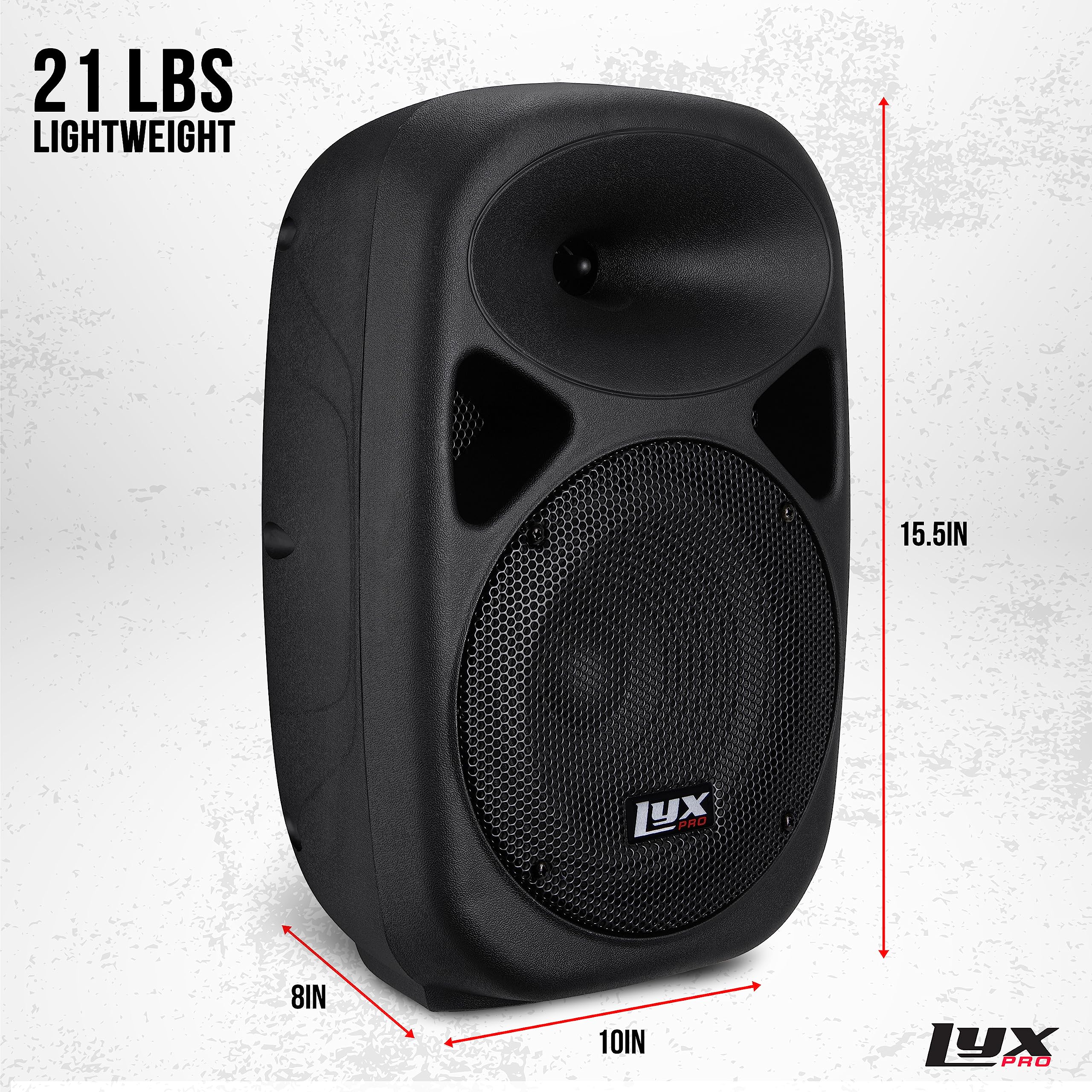 LyxPro 10" Inch Passive DJ PA Speaker System XLR,1/4,Speakon, Connections Daisy Chain Compatible, 8 Ohm, Lightweight, Stand Mountable,