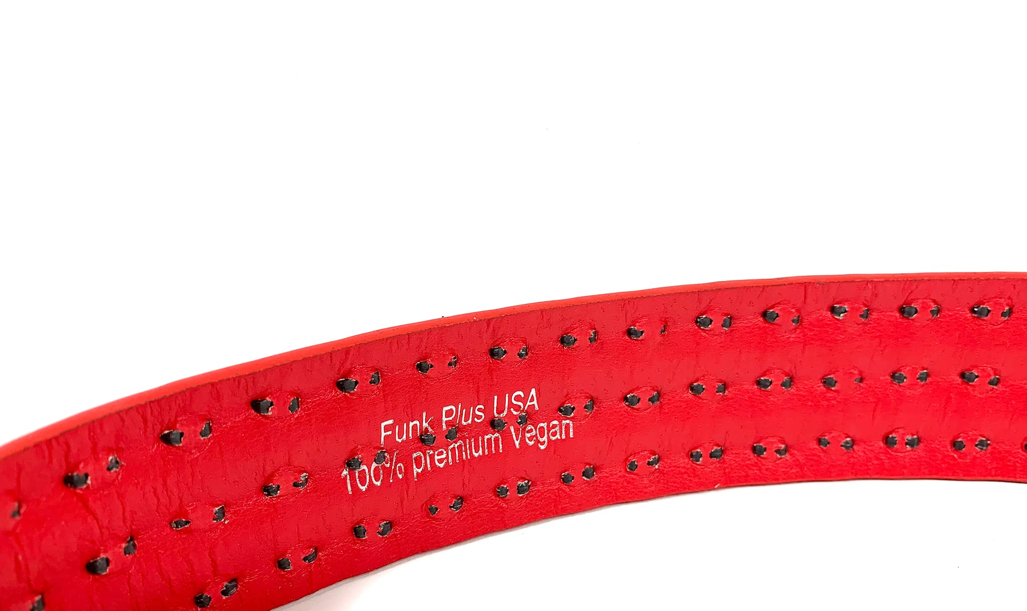 Patent Red Three Row Black Pyramid Stud Belt Vegan Leather Punk Goth Alternative USA Made (XL)