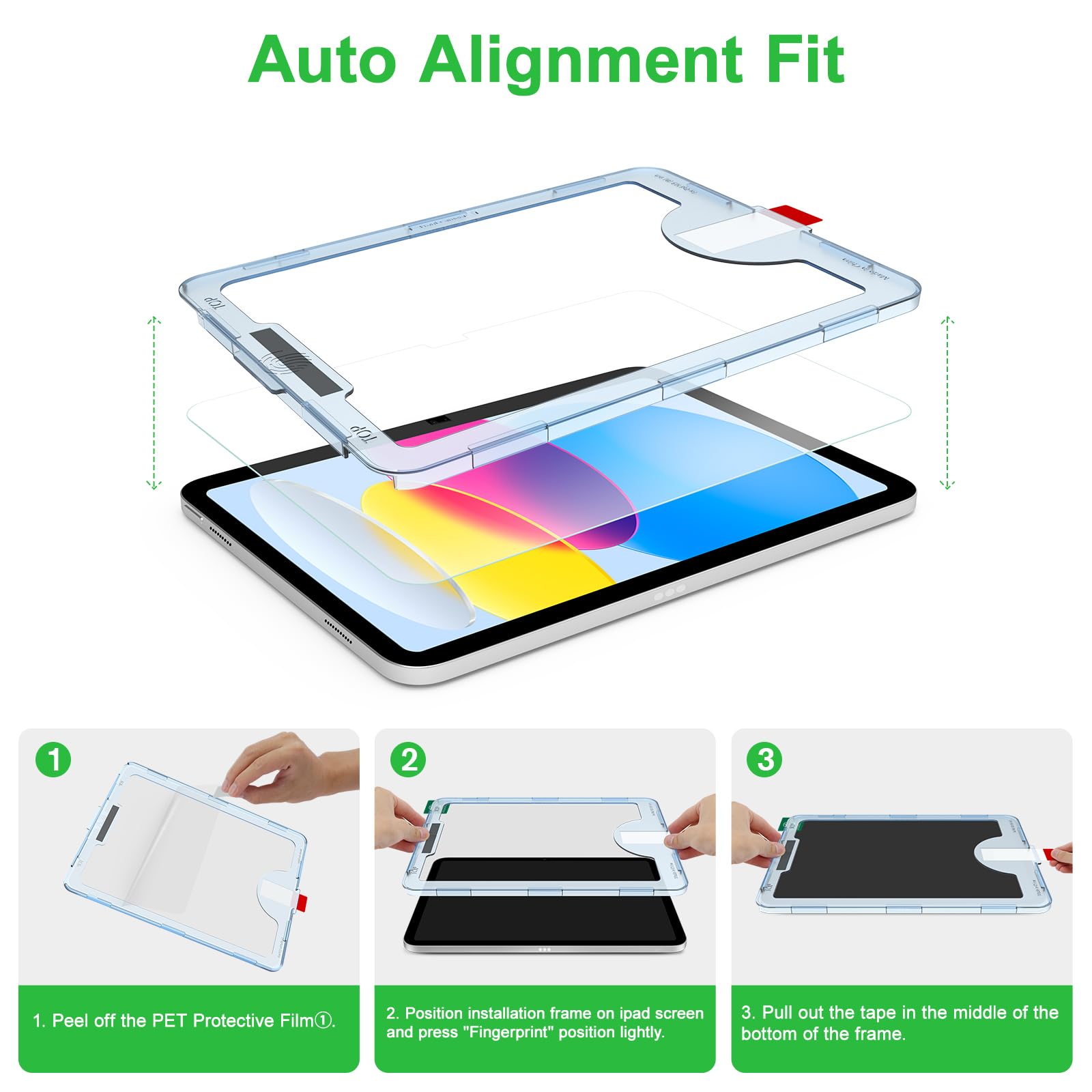 Bioton Silkfeel Glass Screen Protector Compatible with iPad 9th Generation/iPad 8th Generation/iPad 7th Generation (iPad 10.2 Inch) [Auto-Alignment Tool] [Tempered Glass] [EZ Kit]