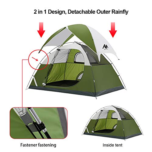 AYAMAYA 2 Person Dome Tent for Camping, Hiking, Fishing - Lightweight, Compact, Easy Setup, Double Layer Mesh Windows for Superior Ventilation