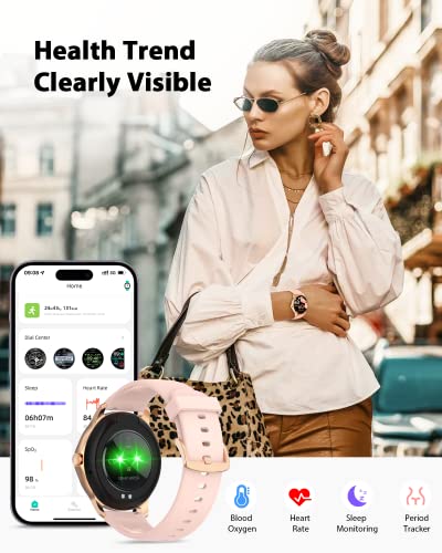 Gydom Smart Watch for Women Answer/Make Call, 1.28" Touch Screen Fitness Tracker with Blood Oxygen/Heart Rate/Sleep Monitor, 100 Sport Modes, IP68 Waterproof Smartwatch for Android iPhone